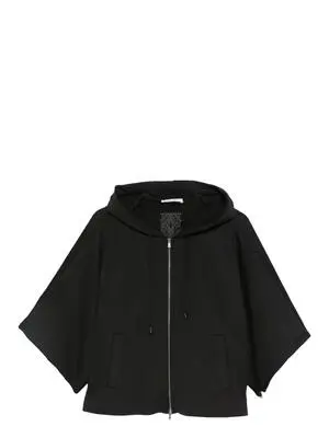 Max Mara Hooded Cape-sleeve Hoodie - Black