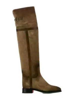 Santoni Buckle-detail Suede Knee-high Boots - Brown