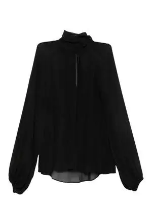 PT TORINO High-neck Sheer Blouse - Black