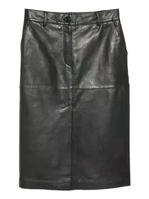 P.a.r.o.s.h Panelled Leather Midi Skirt - Black