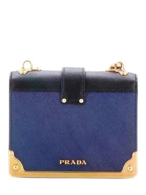 Prada Cahier Embellished Leather Micro Cross Body Bag - Blue