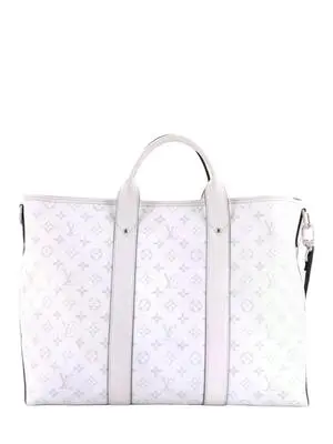 LOUIS VUITTON Weekend Nm Monogram Taigarama Tote Bag - White