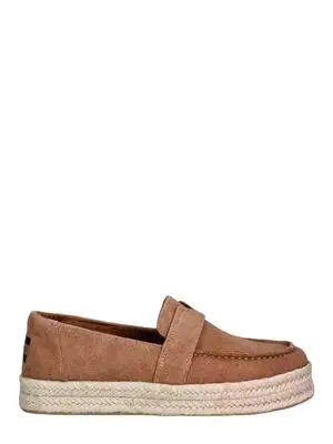 Toms Blakely Suede Platform Espadrilles Brown