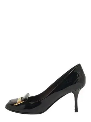 LOUIS VUITTON Patent Leather Logo-plaque Pumps - Black