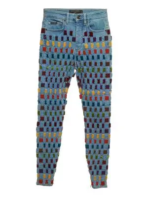 Dolce & Gabbana Ribbon Audrey Velvet Jeans Blue