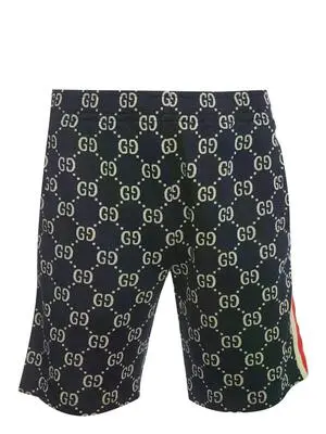 Gucci Gg Jacquard Web-stripe Shorts - Blue