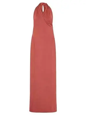 Another Tomorrow Gathered Halter Maxi Dress - Orange