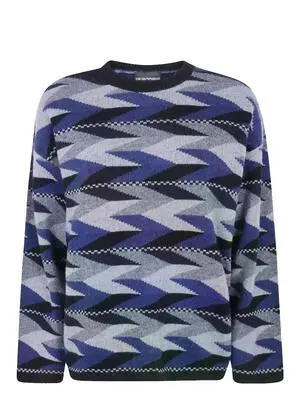 Emporio Armani Geometric-pattern Wool Sweater - Blue