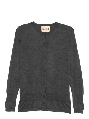 Plan C Ruffled-trim Cardigan - Grey