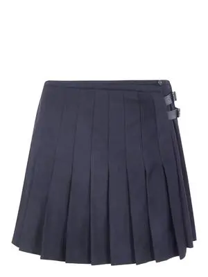 Emporio Armani Buckle-detail Pleated Mini Skirt - Blue