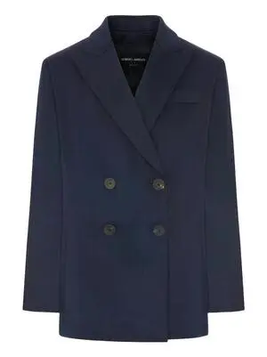 Giorgio Armani Double-breasted Wool Blazer - Blue