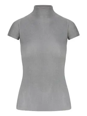 Giorgio Armani Ribbed-knit High-neck T-shirt - Grey