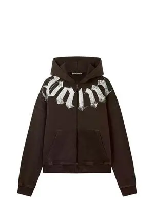 Palm Angels Big Neck Logo Zip Loose Hoodie - Brown