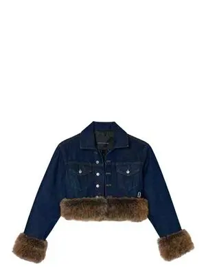 Marc Jacobs Marc Jacobs Faux-Fur Shrunken Trucker Blue