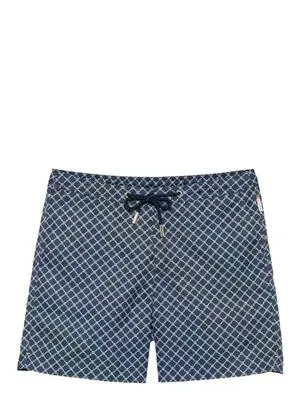 Orlebar Brown Geometric Pattern Drawstring Swim Shorts - Blue