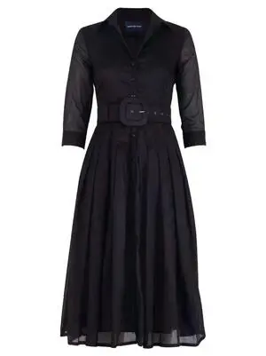 Samantha Sung Audrey Belted Pleated Midi Dress - Black