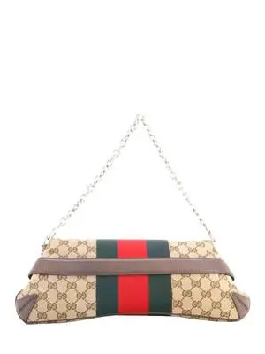 Gucci Gg Canvas Web Chain Medium Shoulder Bag - Brown