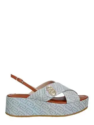 Liu Jo Monogram Pattern Platform Sandals - Blue