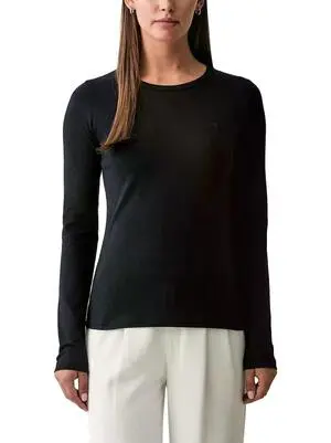 TRUSSARDI Logo-embroidered Long-sleeve T-shirt - Black