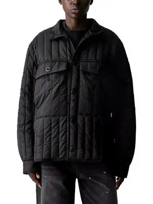 Rains Quilted Button-up Jacket - Black
