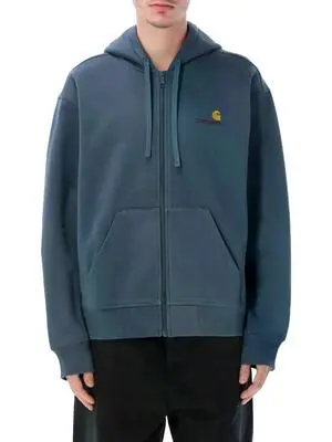 Carhartt Work In Progress Embroidered Logo Zip-up Hoodie - Blue