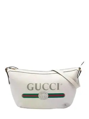 GUCCI Gucci Grained Calfskin Logo Half Moon Cross Body Bag