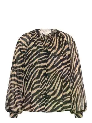 MAISON COMMON Zebra-print Silk Blouse - Black