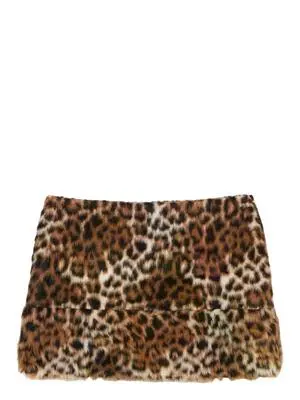 Marc Jacobs Faux-fur Leopard-print Skirt - Brown