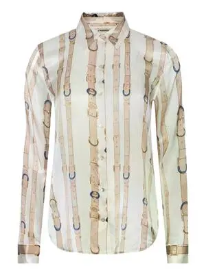 L'Agence Tyler Belt-print Blouse - Neutrals