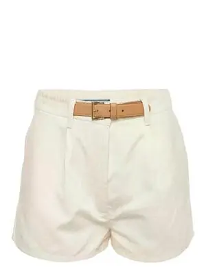 Prada Belted Canvas Shorts - White