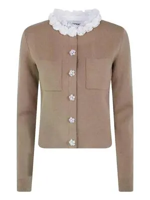 SELF-PORTRAIT Embellished Knit Cardigan - Neutrals