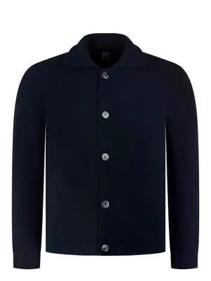 Fedeli Button-up Collared Cardigan - Blue