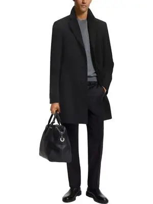 BOSS Slim-fit Formal Coat In Wool With Cashmere - Black