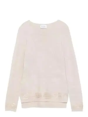 AROVESCIO Glitter-trim Boat-neck Sweater - Neutrals