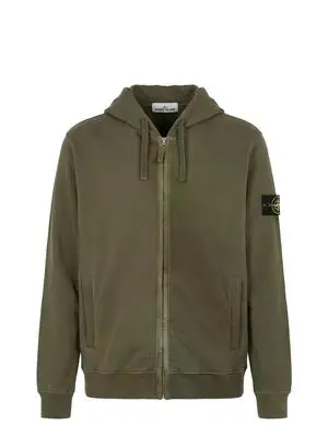 Stone Island Logo-patch Zip-up Hoodie - Green