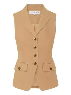 Veronica Beard Benny Button-up Waistcoat - Neutrals