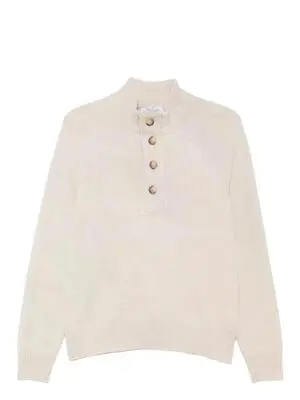 GRAN SASSO Button-up High-neck Sweater - Neutrals