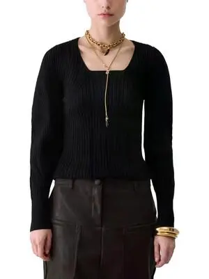 Liu Jo LIU JO Ribbed Sweater With Balloon Sleeves Black