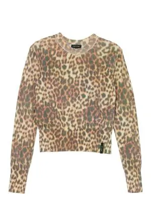 Marc Jacobs Marc Jacobs Leopard-Print Crewneck Sweater Brown