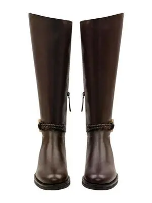 Roberto Festa Braided Buckle-detail Boots - Brown