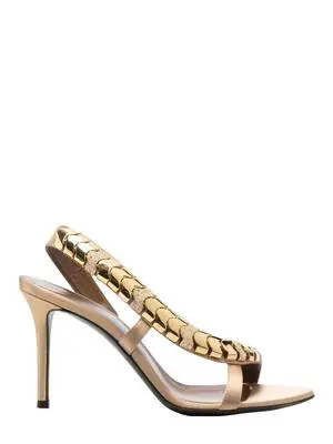 GIUSEPPE ZANOTTI Embellished-strap Satin Sandals - Neutrals