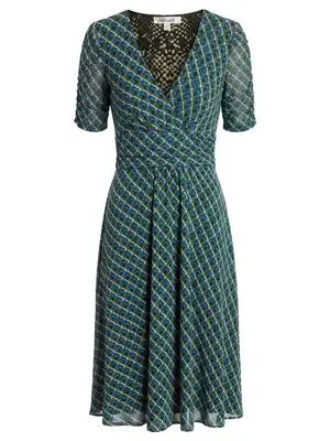 Diane Von Furstenberg Koren Geometric-print Ruched Midi Dress - Blue