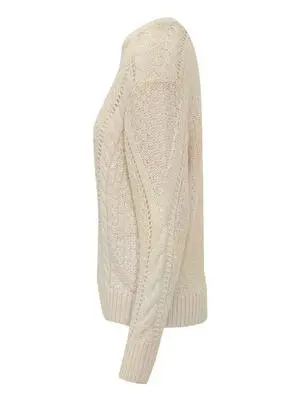 MARANT ETOILE Cable-knit Pointelle-trim Sweater - Neutrals