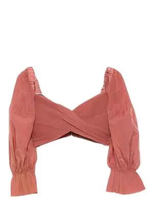 Zimmermann Pleated Puff-sleeve Top - Red