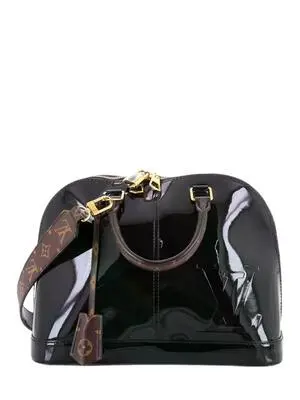 LOUIS VUITTON Alma Handbag Vernis With Monogram Canvas Pm Satchel - Black
