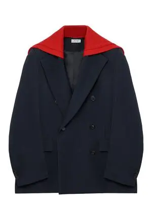 Loewe Wool Knitted-overlay Blazer - Navy