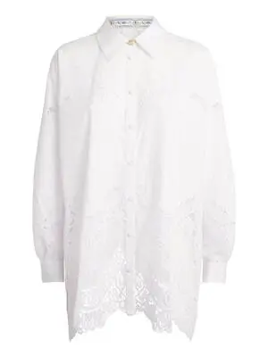 Camilla Cotton Broderie Anglaise Shirt - Blue