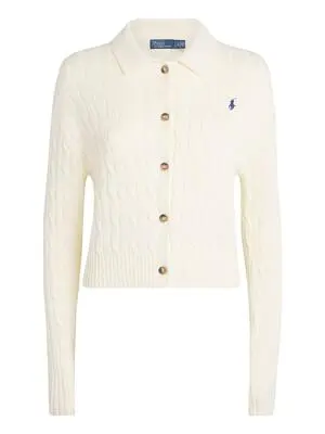 Polo Ralph Lauren Cotton Cable-knit Polo Cardigan - Neutral