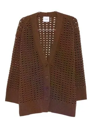 NUDE Perforated-knit Wool Cardigan - Brown