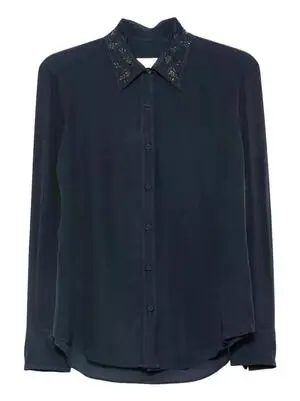 TRAME AUREE Crystal-embellished Long-sleeve Shirt - Blue